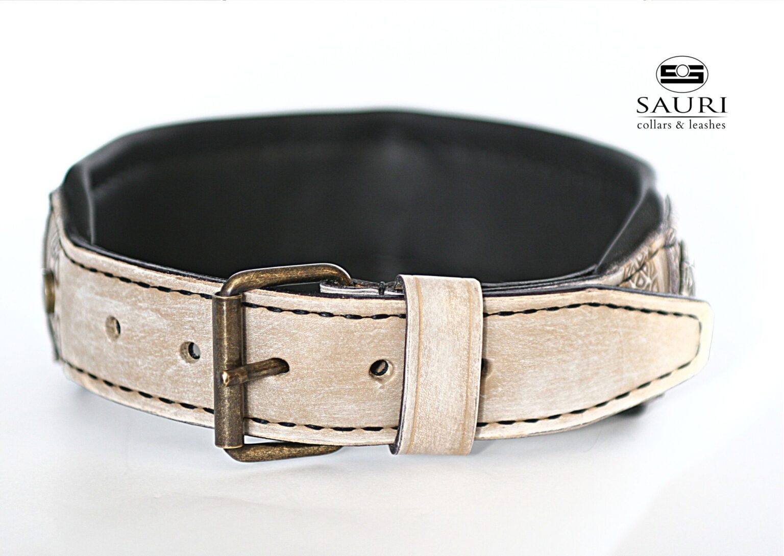 RAGNAR | Viking warrior leather dog collar with name - Sauri Dog Collars