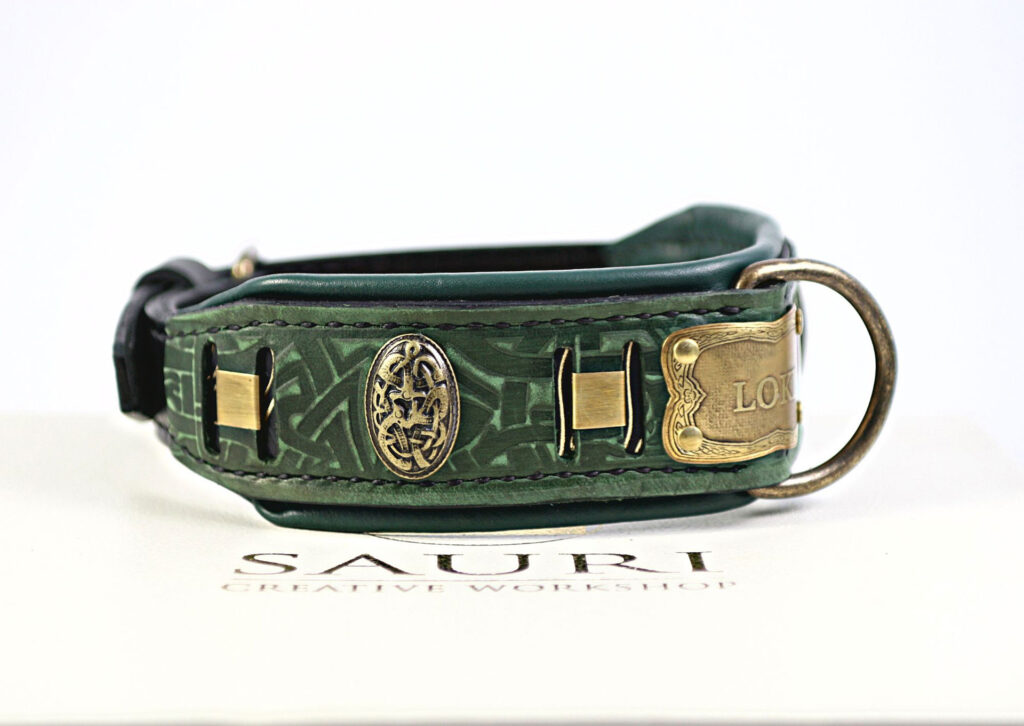 LOKI | Viking dog collar with nameplate - Sauri Dog Collars