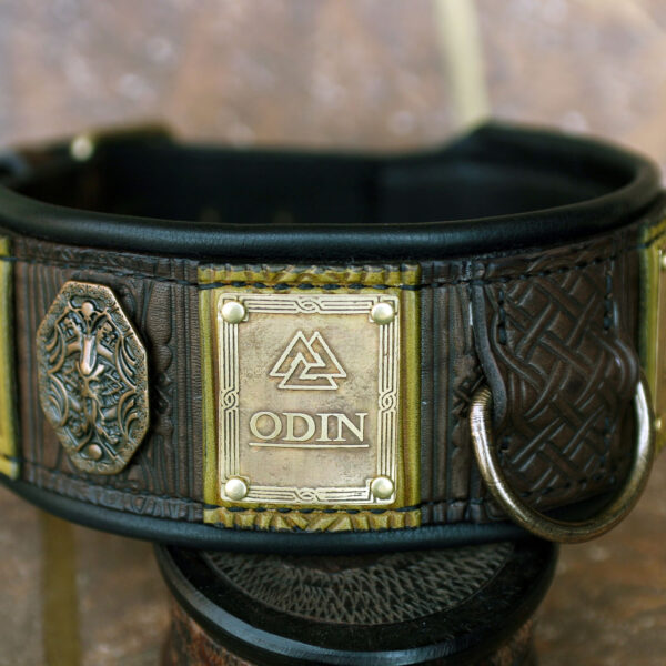 RAGNAR | Viking warrior leather dog collar with name - Sauri Dog Collars