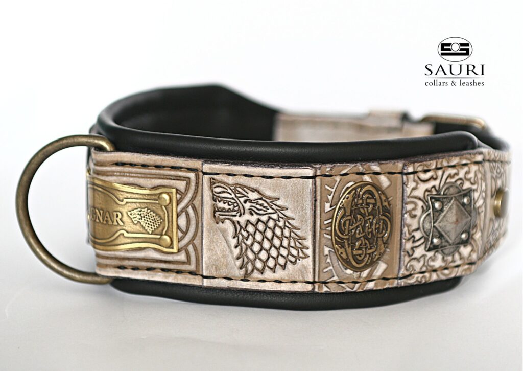 RAGNAR | Viking warrior leather dog collar with name - Sauri Dog Collars